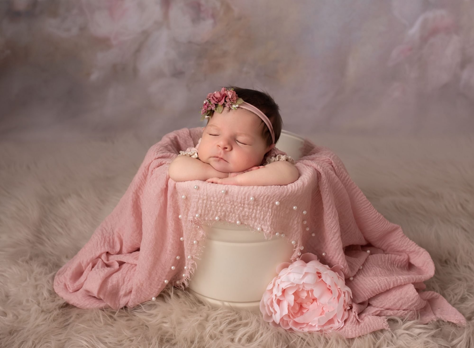 Avery ~ Pink Peonies Inspired Newborn Photos | One Big Happy Photo
