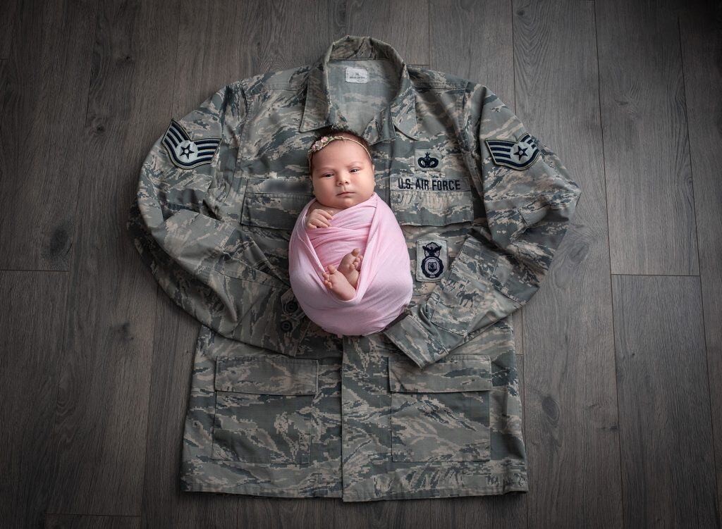 Deployed Military Newborn Photo | Military Uniform Newborn Picture